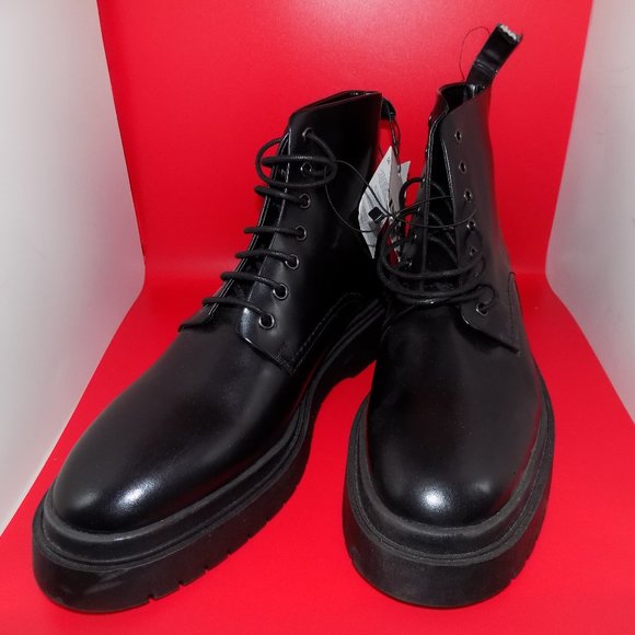 Zara | Shoes | Zara Man Leather Black Laced Up Ankle Booths | Poshmark